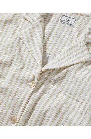 PETITE PLUME Olivia Stripe Pima Cotton Short Pajamas - Beige