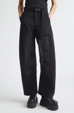 Sacai Belted Barrel Leg Pants - Black