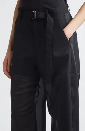 Sacai Belted Barrel Leg Pants - Black