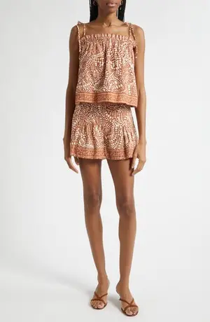 Ramy Brook Quinn Abstract Print Cotton Short - Coffee Dot