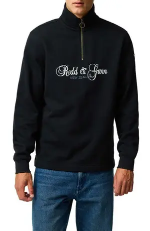 Rodd & Gunn Quarter Zip Cotton French Terry Pullover - Onyx
