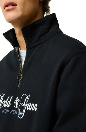 Rodd & Gunn Quarter Zip Cotton French Terry Pullover - Onyx