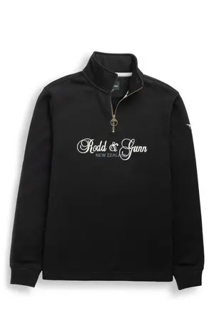 Rodd & Gunn Quarter Zip Cotton French Terry Pullover - Onyx