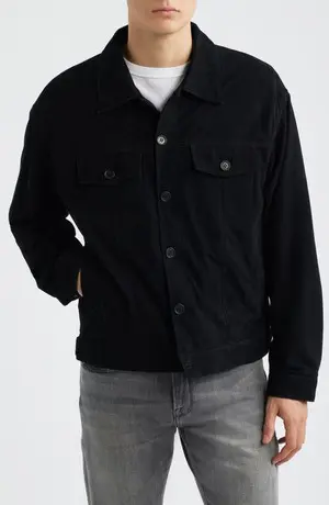 Nn07 Roy Suede Trucker Jacket - Black