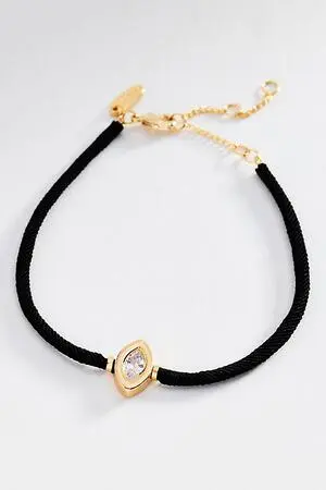 Anthropologie Corded Bezel Crystal Bracelet - Black