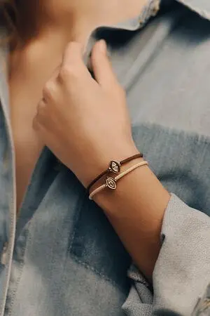 Anthropologie Corded Bezel Crystal Bracelet - Chocolate