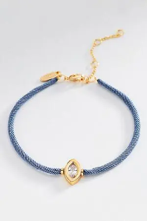 Anthropologie Corded Bezel Crystal Bracelet - Light Blue