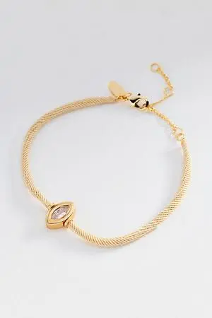 Anthropologie Corded Bezel Crystal Bracelet - Mint