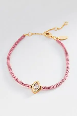 Anthropologie Corded Bezel Crystal Bracelet Pink