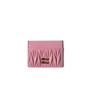Miu Miu Matelassé Nappa Leather Card Holder - Pink