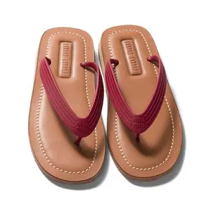 Miu Miu Logo Thong Sandals - Amaranth Red