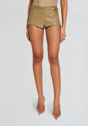 Women's Green Leather Shorts
