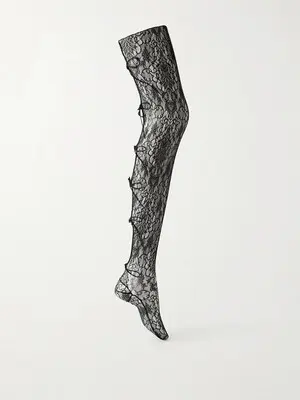 PAULINE DUJANCOURT Seagull Lace Stay-up Stockings - Black