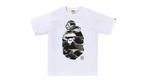 A BATHING APE Screen Camo Milo On Big Ape Tee Shirt White/black
