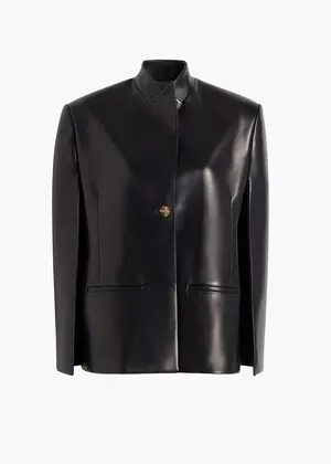 Khaite Dolso Leather Cape Jacket - Black