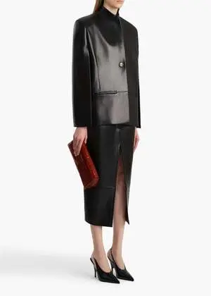 Khaite Dolso Leather Cape Jacket - Black