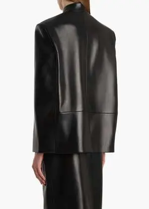 Khaite Dolso Leather Cape Jacket - Black