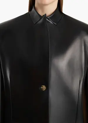 Khaite Dolso Leather Cape Jacket - Black