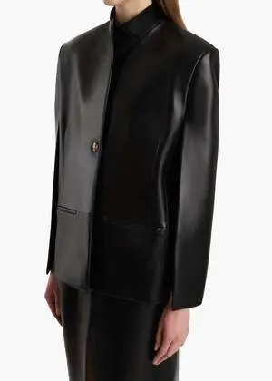 Khaite Dolso Leather Cape Jacket - Black