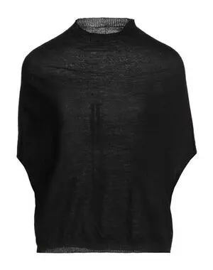 Rick Owens Turtleneck Virgin Wool Knit Top - Black