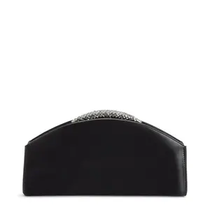 GIUSEPPE ZANOTTI Leather Clutch With Jewel Accessory - Black