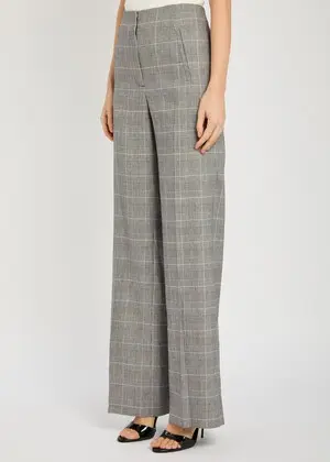 Veronica Beard Houndstooth Straight-leg Trousers
