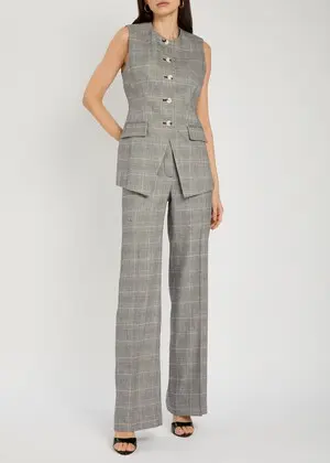 Veronica Beard Houndstooth Straight-leg Trousers