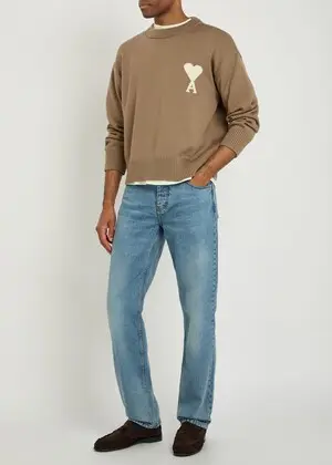 AMI Paris Logo Intarsia Wool-blend Jumper