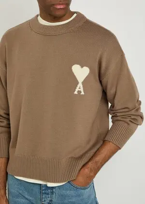 AMI Paris Logo Intarsia Wool-blend Jumper