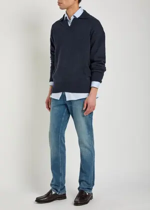 BOSS Open Collar Virgin Wool Jumper