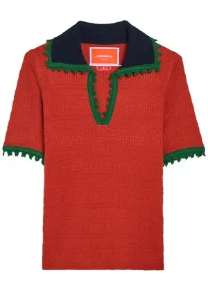 La DoubleJ Picket Textured Cotton-blend Polo Top