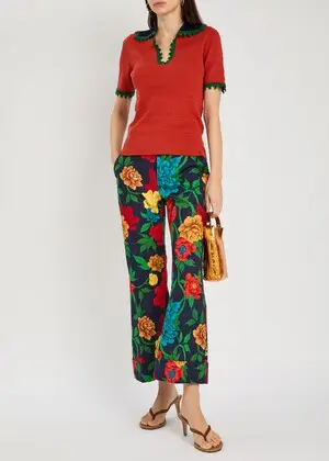 La DoubleJ Picket Textured Cotton-blend Polo Top