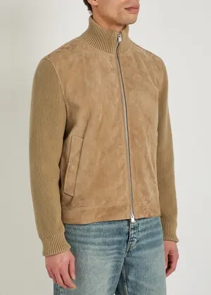 BOSS Suede Knit Jacket - Khaki