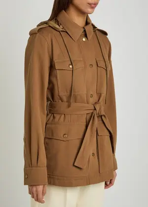 Moncler Centaurea Belted Twill Jacket - Bronze