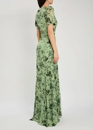 Alice + Olivia Tiana Devoré Chiffon Maxi Wrap Dress