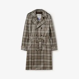 Burberry Long Check Coated Raffia-effect Foxfield Trench Coat