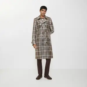 Burberry Long Check Coated Raffia-effect Foxfield Trench Coat