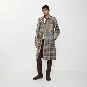 Burberry Long Check Coated Raffia-effect Foxfield Trench Coat