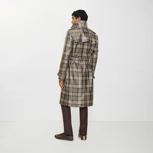Burberry Long Check Coated Raffia-effect Foxfield Trench Coat