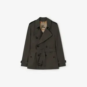 Burberry Extra-short Tropical Gabardine Kensington Trench Coat - Grey Grey