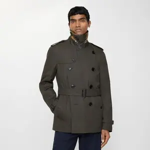 Burberry Extra-short Tropical Gabardine Kensington Trench Coat - Grey Grey