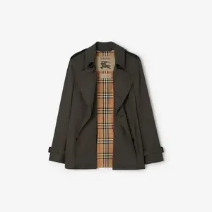 Burberry Extra-short Tropical Gabardine Kensington Trench Coat - Grey Grey