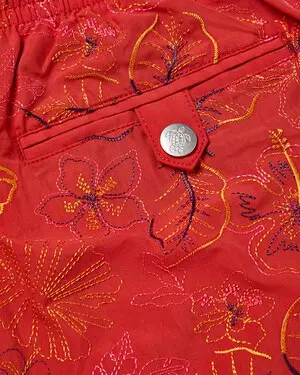 Vilebrequin Island Flowers Embroidered Swim Trunks Limited Edition - Red