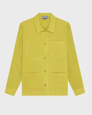 Vilebrequin Linen Overshirt Solid Jacket Corentin - Green