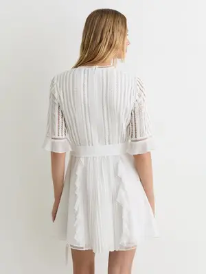 REISS Armina Lace-detail Belted Mini Dress