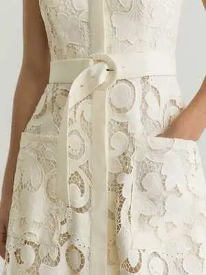REISS Kerina Cotton-blend Lace Midi Dress