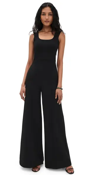 RIPLEY RADER Ponte Knit Wide Leg Jumpsuit - Black