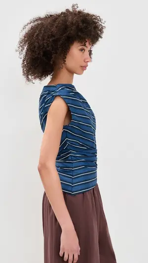Staud Phare One-shoulder Striped Top