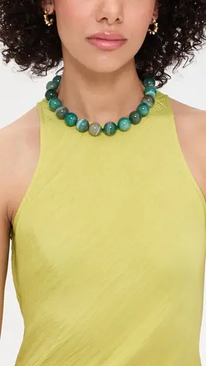 Madewell Oversized Stone Bead Choker Necklace - Alpine