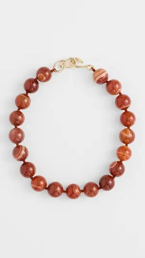 Madewell Oversized Stone Bead Choker Necklace - Cherry